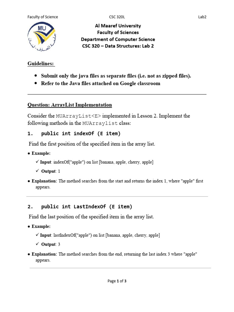 Lab 2 - ArrayList Implementation | PDF | Software Engineering | Computing