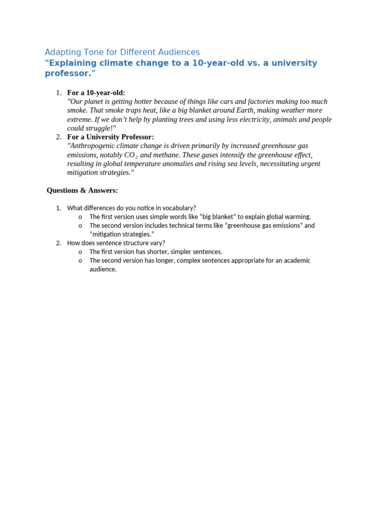 Adapting Tone For Different Audiences | PDF
