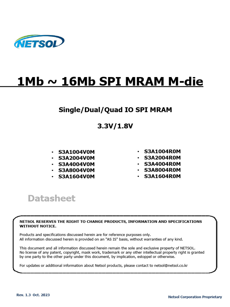 SPI MRAM M Die | PDF | Computer Data | Computer Science