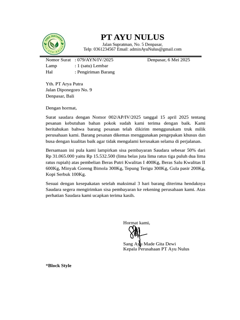 Surat Pengantar & Pengiriman | PDF