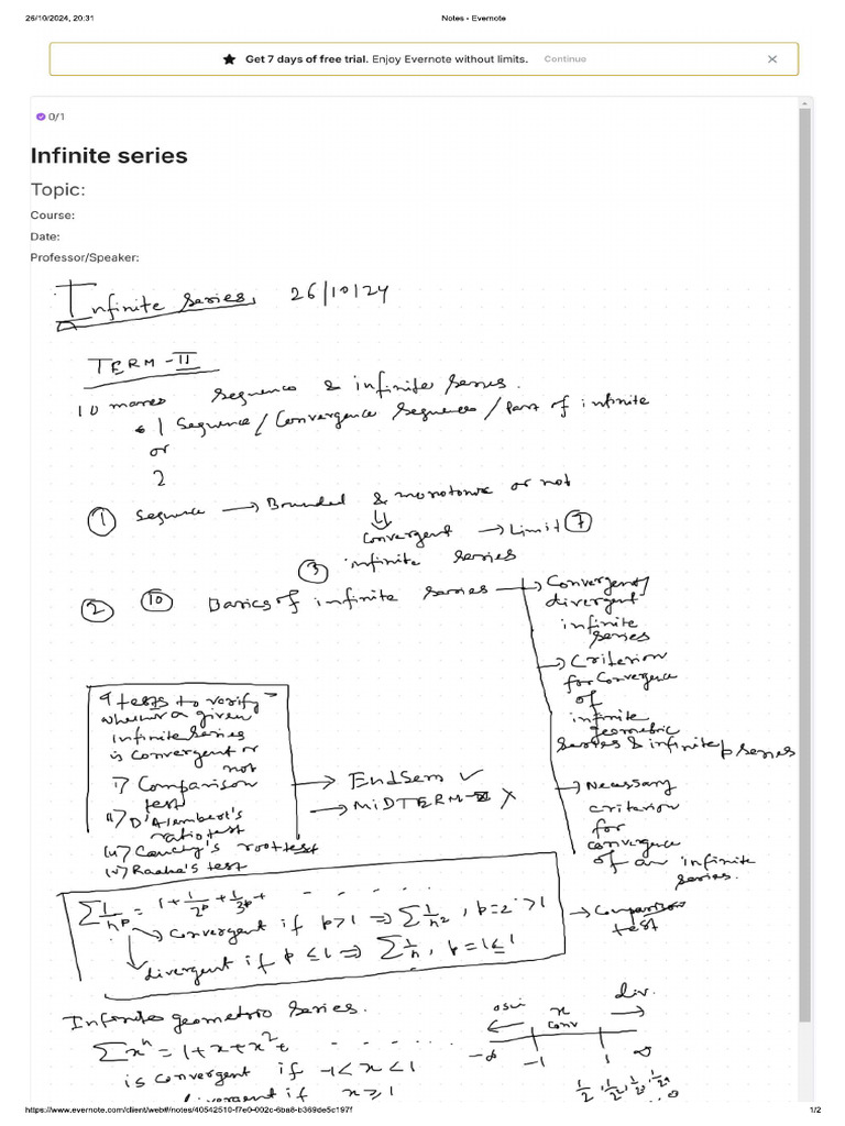 sequence and series infinite series mid term 2 disussion y santanu sir ...