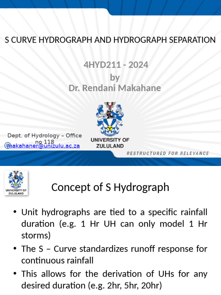 4HYD211 - Baseflow Separation and S - Curve Hydrograph | PDF | Chemical Engineering | Physical ...