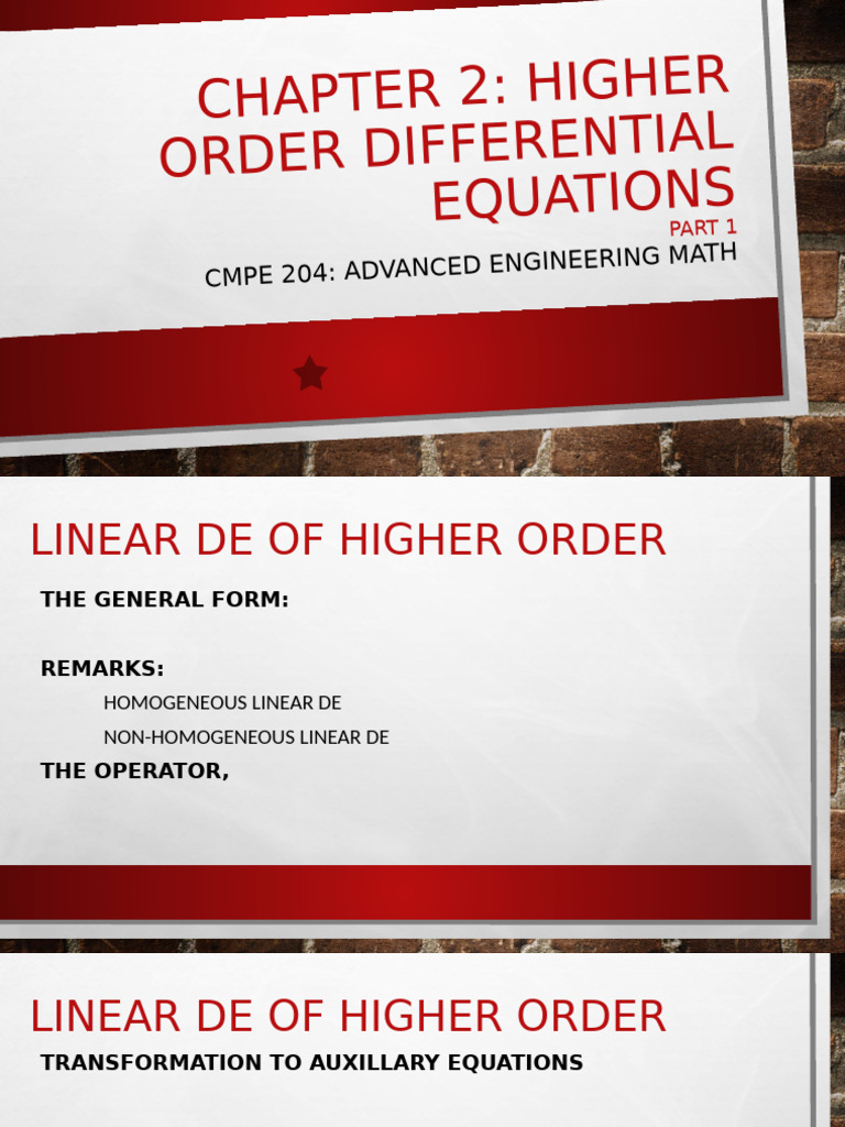 Lecture3 Homogeneous of Higher Ordered de | PDF