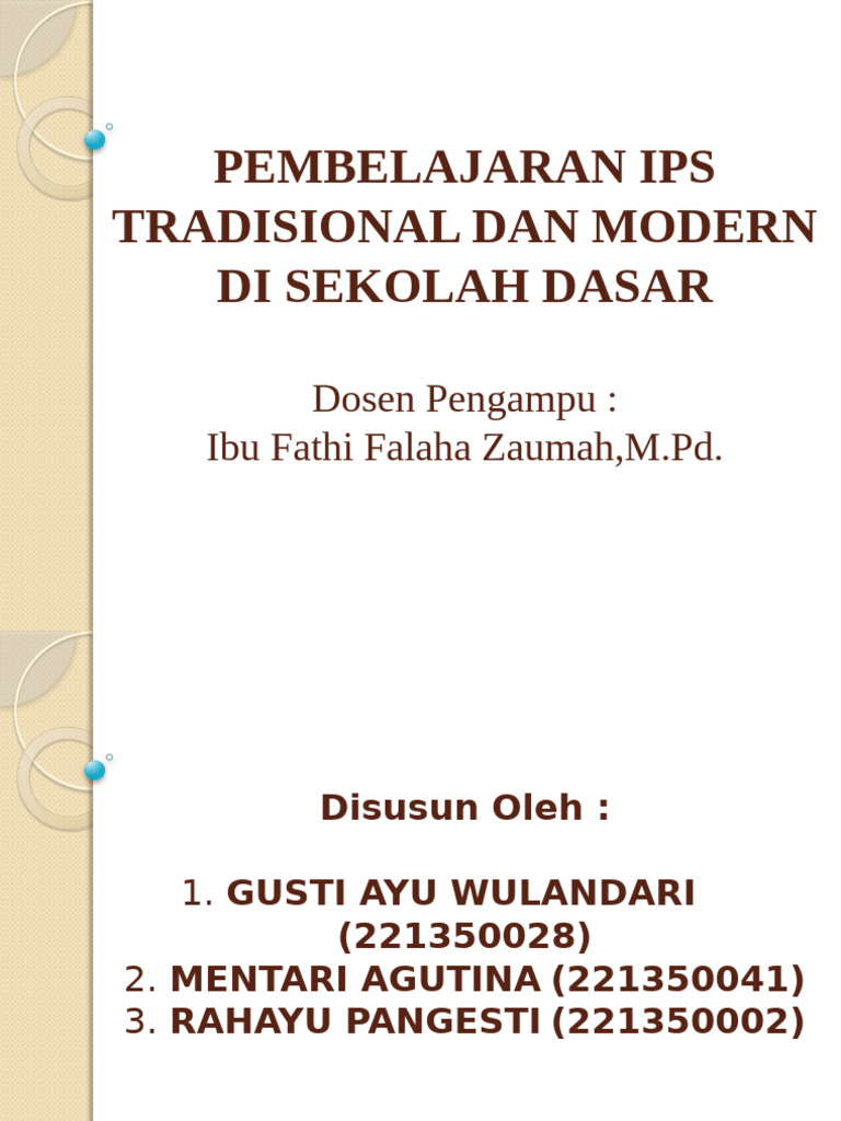 Pembelajaran Ips Tradisional Dan Modern | PDF