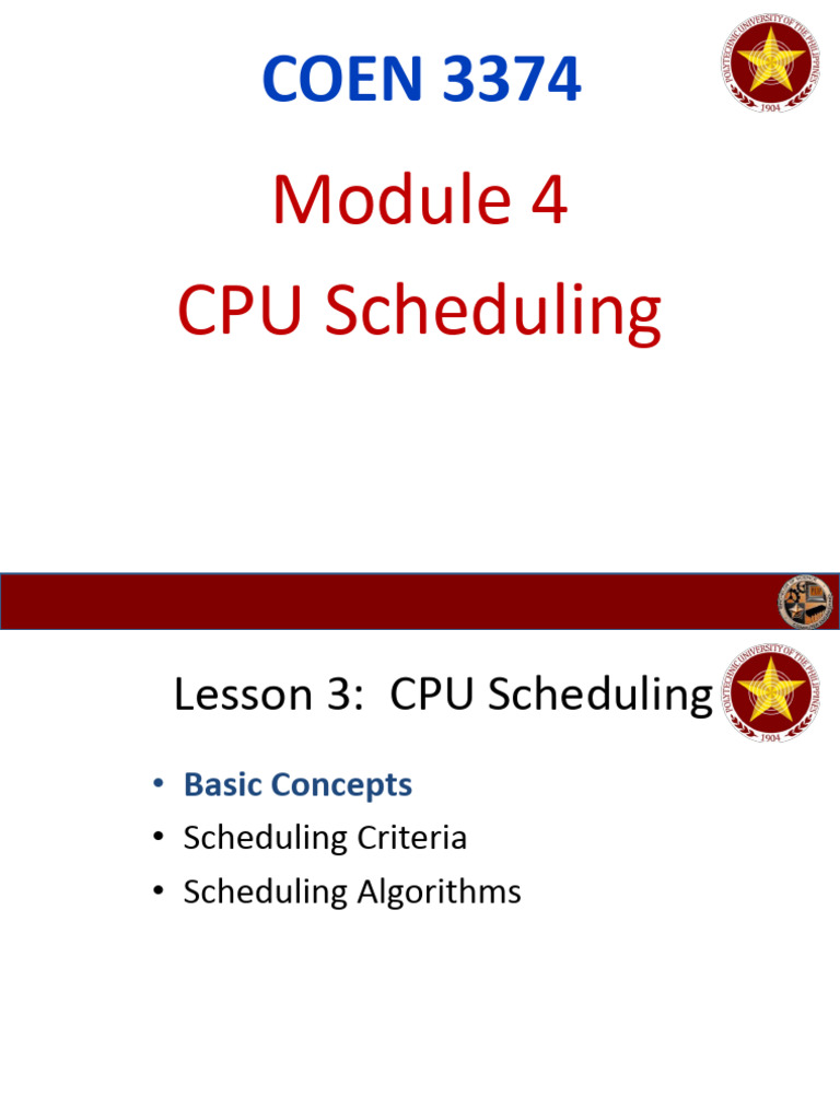 COEN 3374 Module 4 CPU Scheduling | PDF | Scheduling (Computing) | Process (Computing)