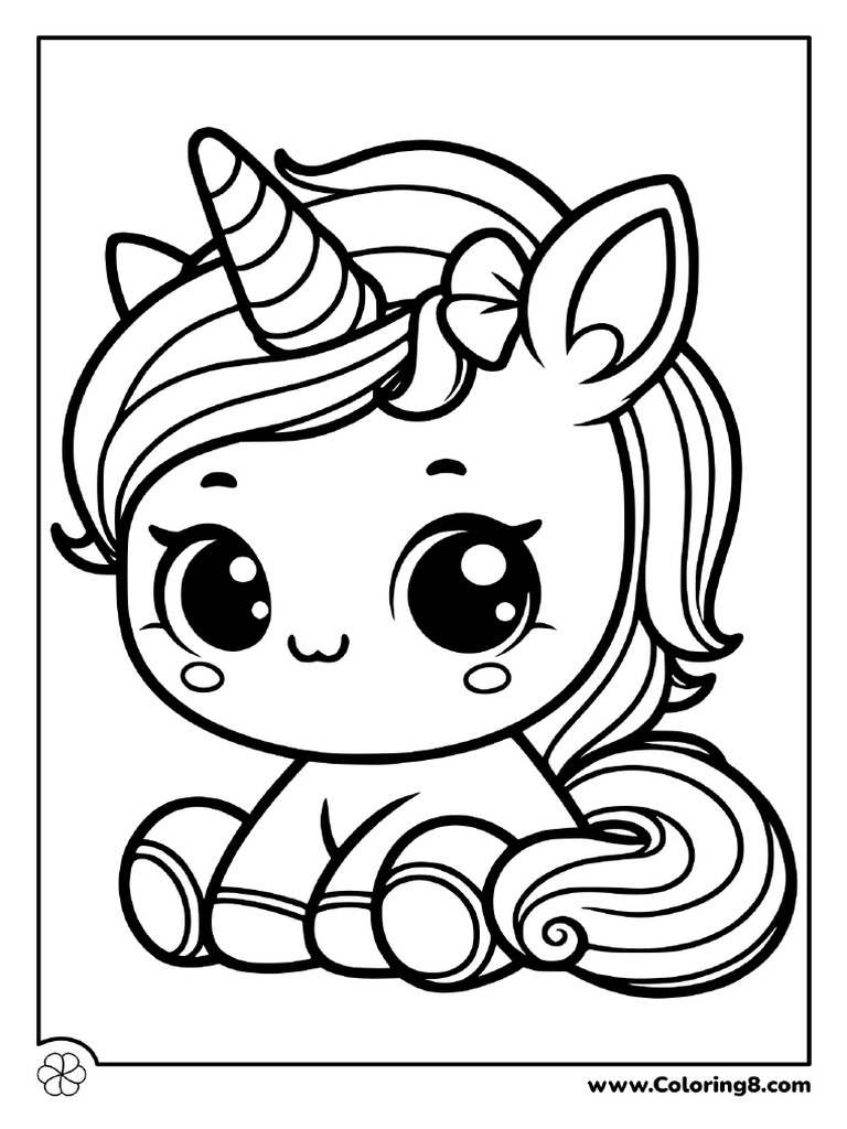 Baby Unicorn Coloring Page | PDF