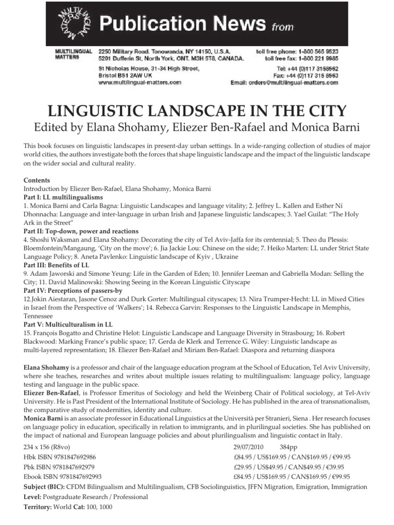 Urban Linguistic Landscapes Analysis | PDF | Sociolinguistics ...
