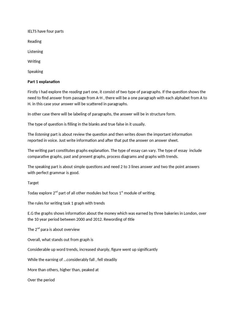 Overview of IELTS Four Parts | PDF