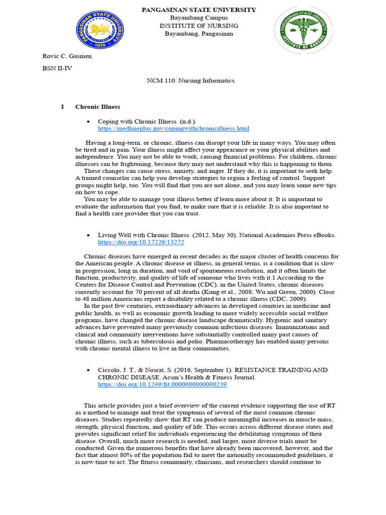 World Wide Web Assignment Rovic G. | PDF | Chronic Condition | Family