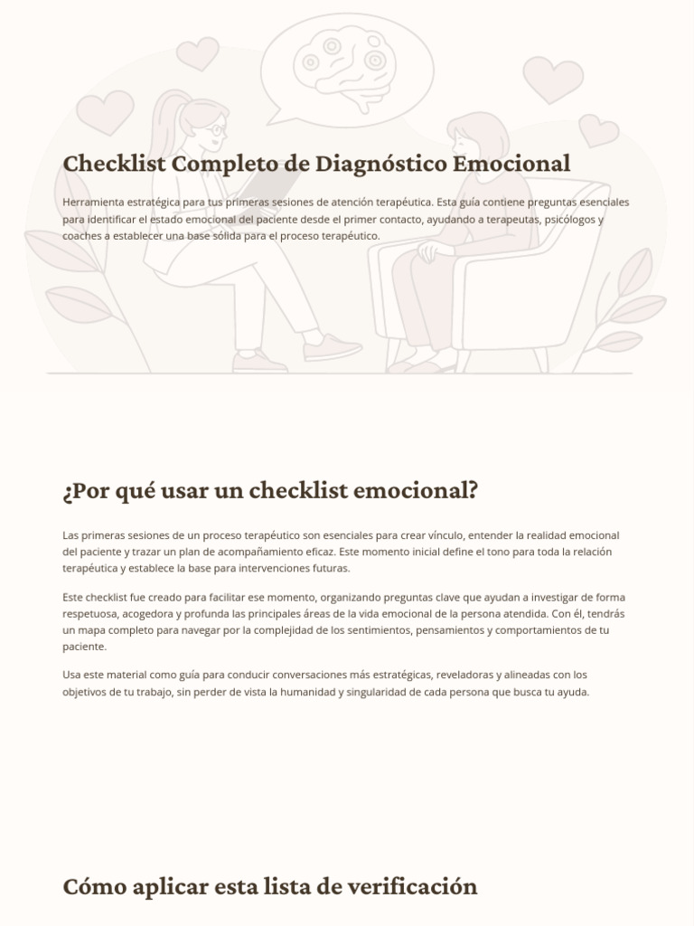 Bono 01 - Lista de Verificación Completa de Diagnóstico Emocional | PDF ...
