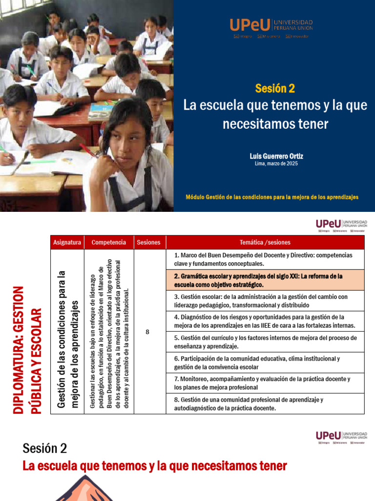 La Escuela Que Tenemos y La Que Necesitamos Tener: Sesión 2 | PDF ...