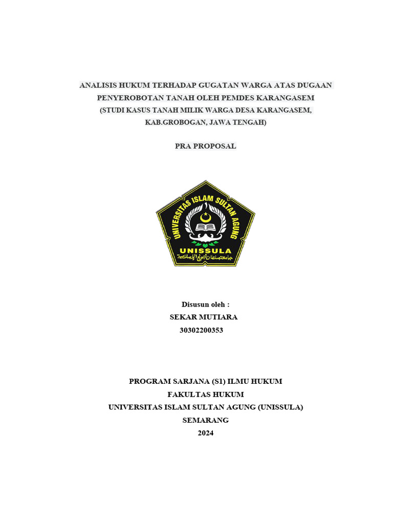 Uts Pra Proposal Sekar Mutiara - 30302200353 | PDF