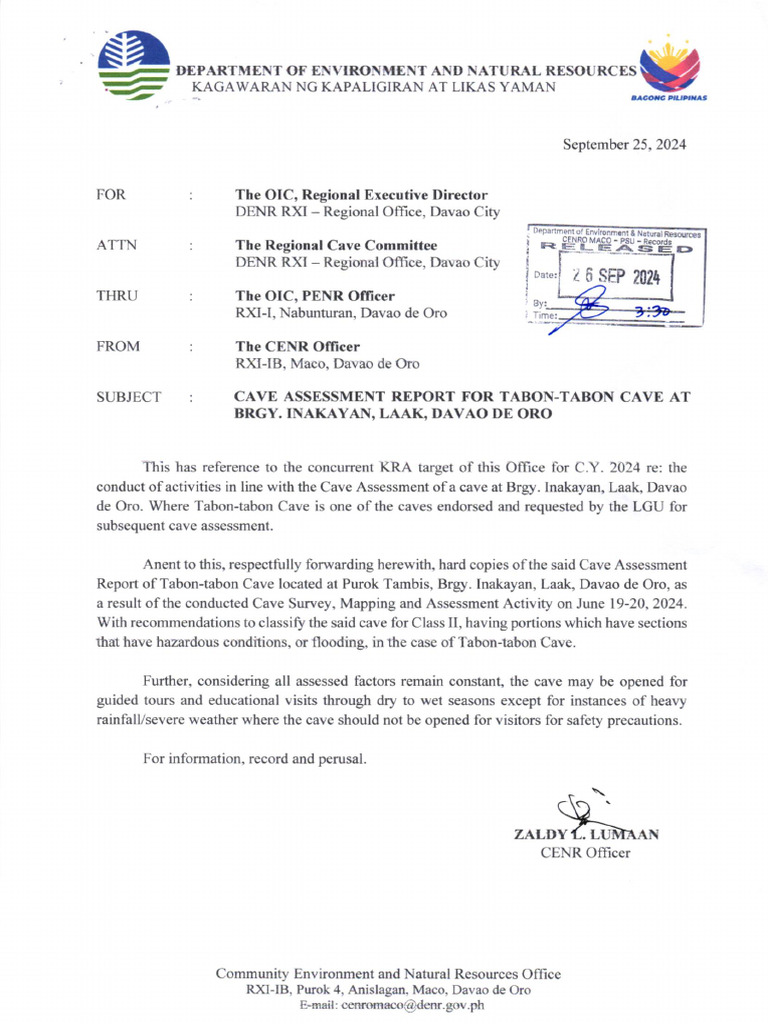 Cave Assessment Report For Tabon Tabon Cave | PDF | Cave | Earth Sciences