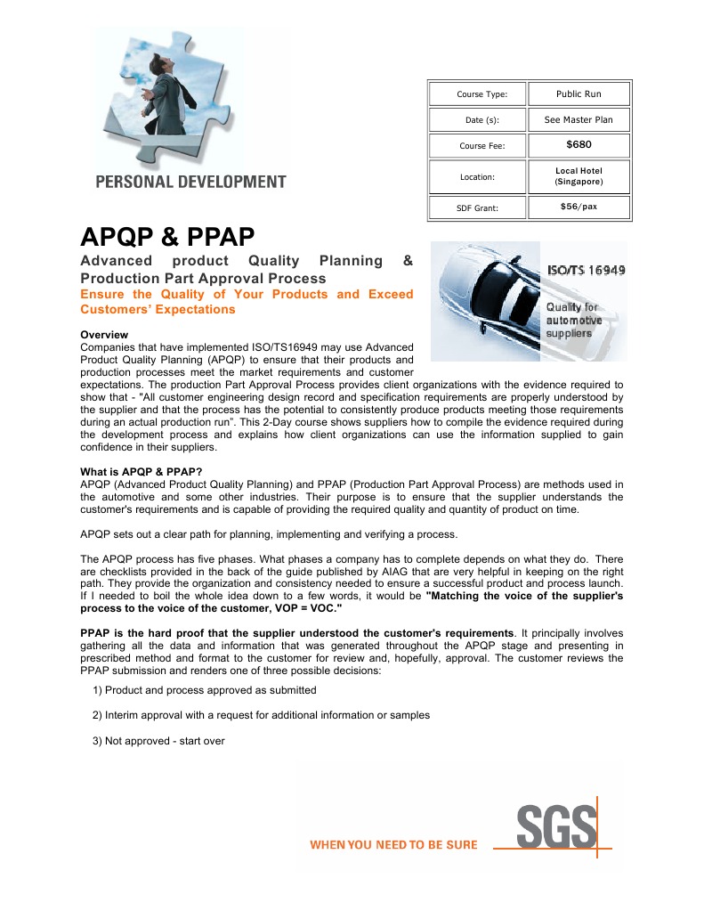 Sgs SSC Apqp and Ppap en 07 | PDF | Quality (Business) | Industries