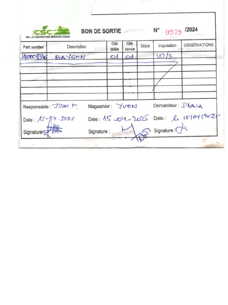 BONS DE SORTIES METEO A TRAITER DANS SAGE | PDF