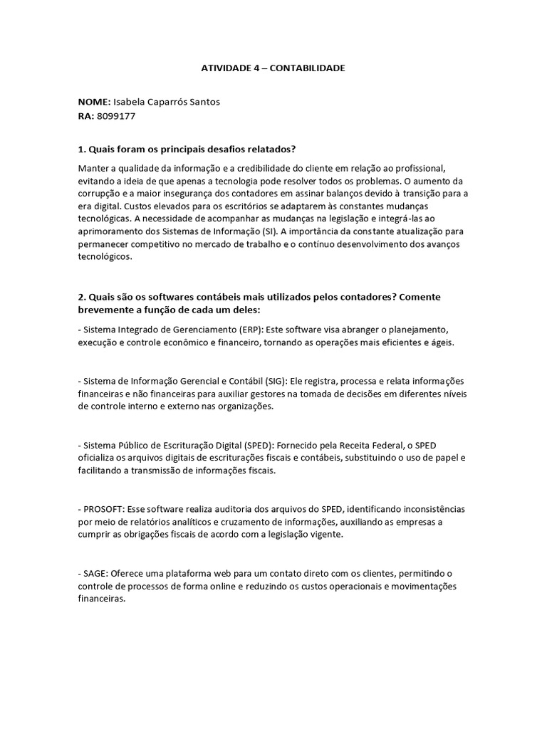 Atividade 4 - Contab. | PDF