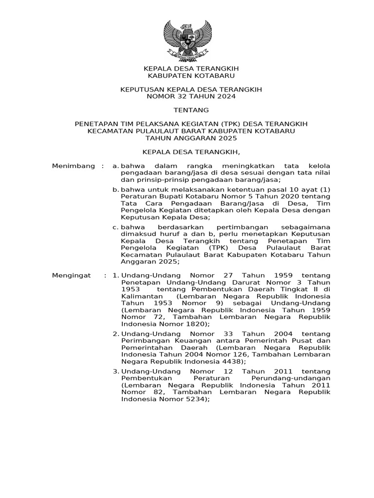 Terangkih SK TPK Ta 2025 | PDF