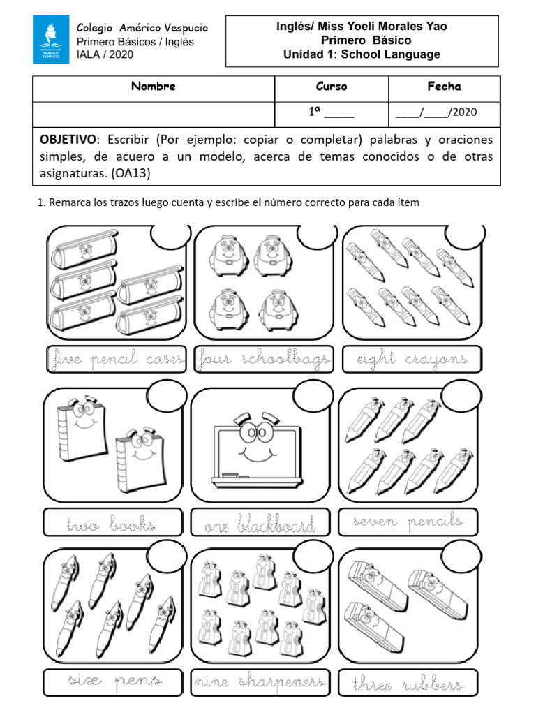 Actividades de Inglés para Primero Básico | PDF