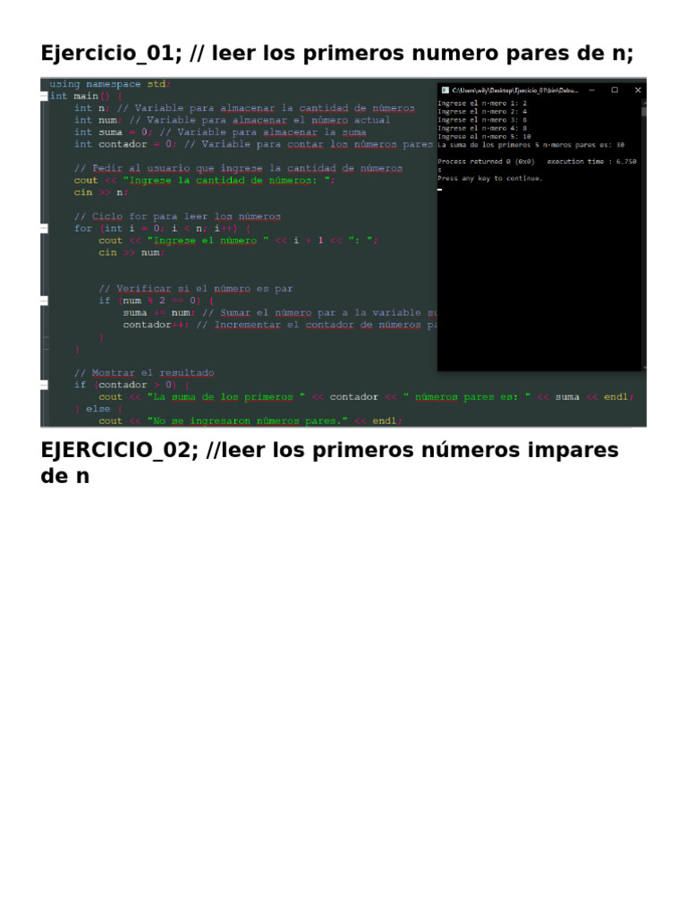 Extra Clase Ejercicios For | PDF