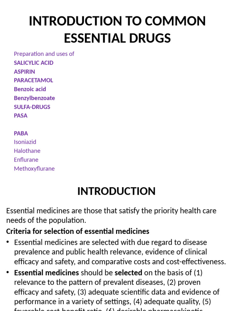 DIU 211 Ch3 Essential Drugs | PDF | Chemistry