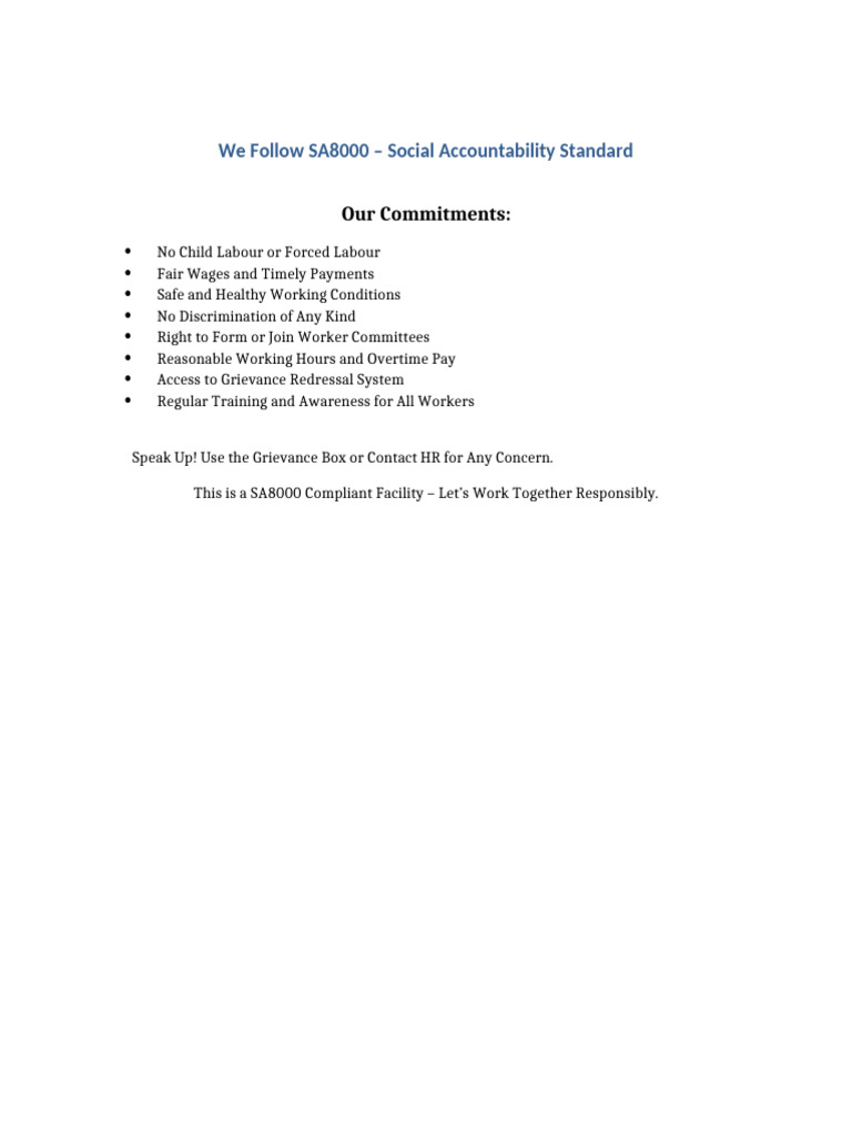 SA8000 Awareness Poster Content | PDF