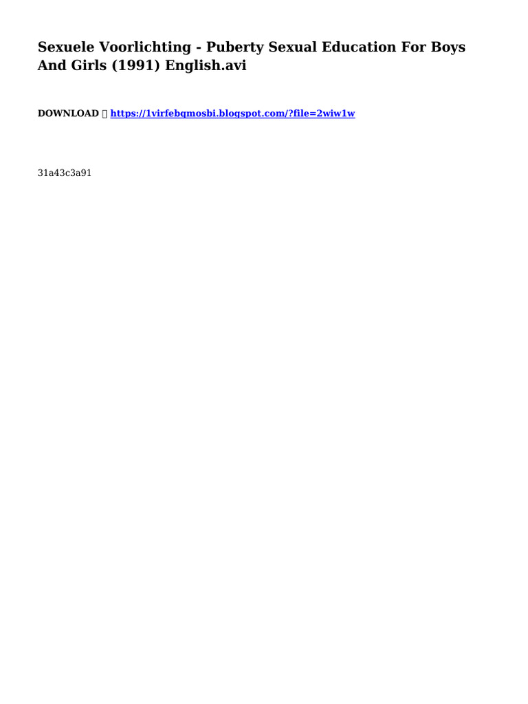 Sexuele Voorlichting - Puberty Sexual Education For Boys and Girls ...