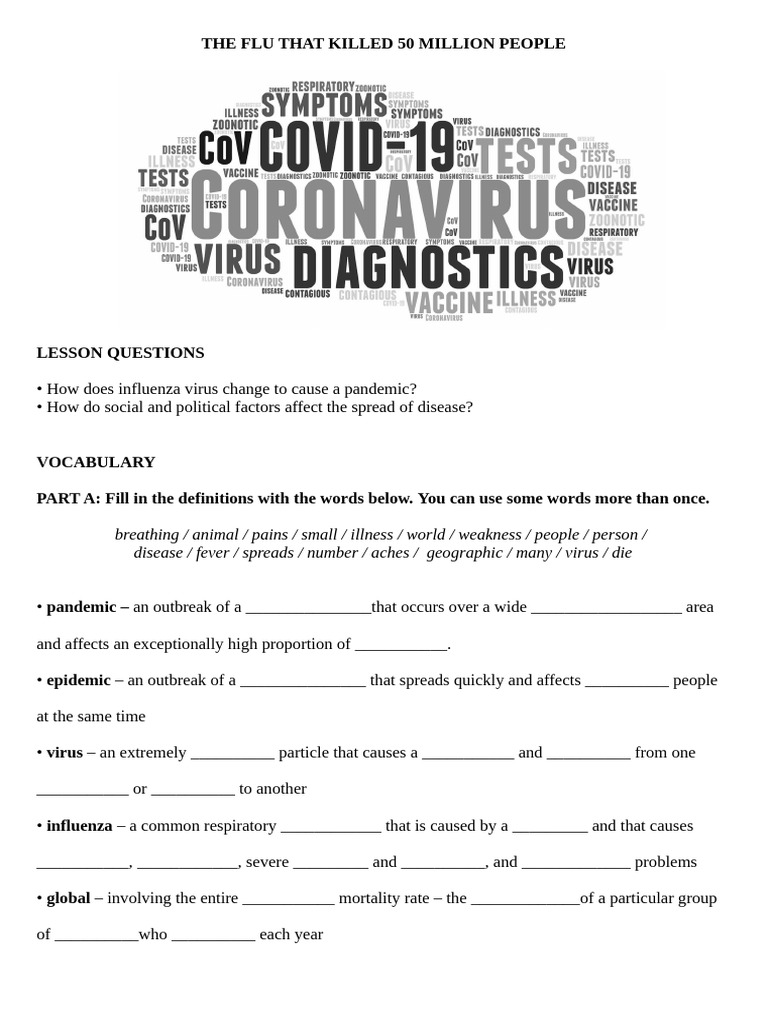 PANDEMIA ZABÓJCZEJ GRYPY - Worksheet | PDF | Influenza | Pandemic