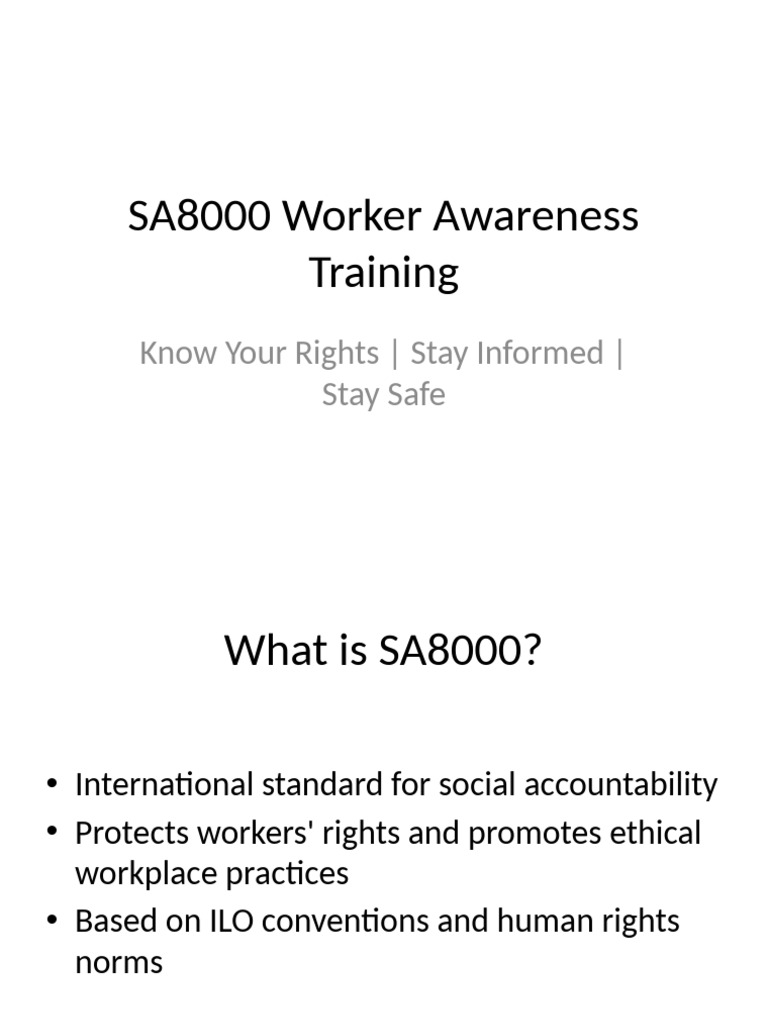 SA8000 Worker Rights Training Guide | PDF