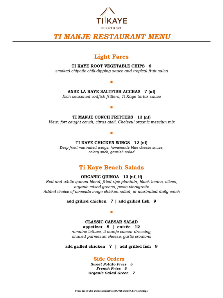 Ti Manje Lunch | PDF | Salad | Hamburgers
