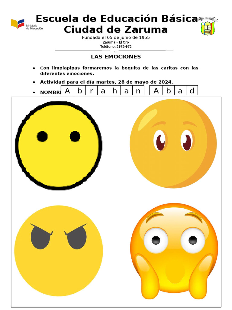 Actividad Las Emociones Día Martes 27-05-2024 | PDF