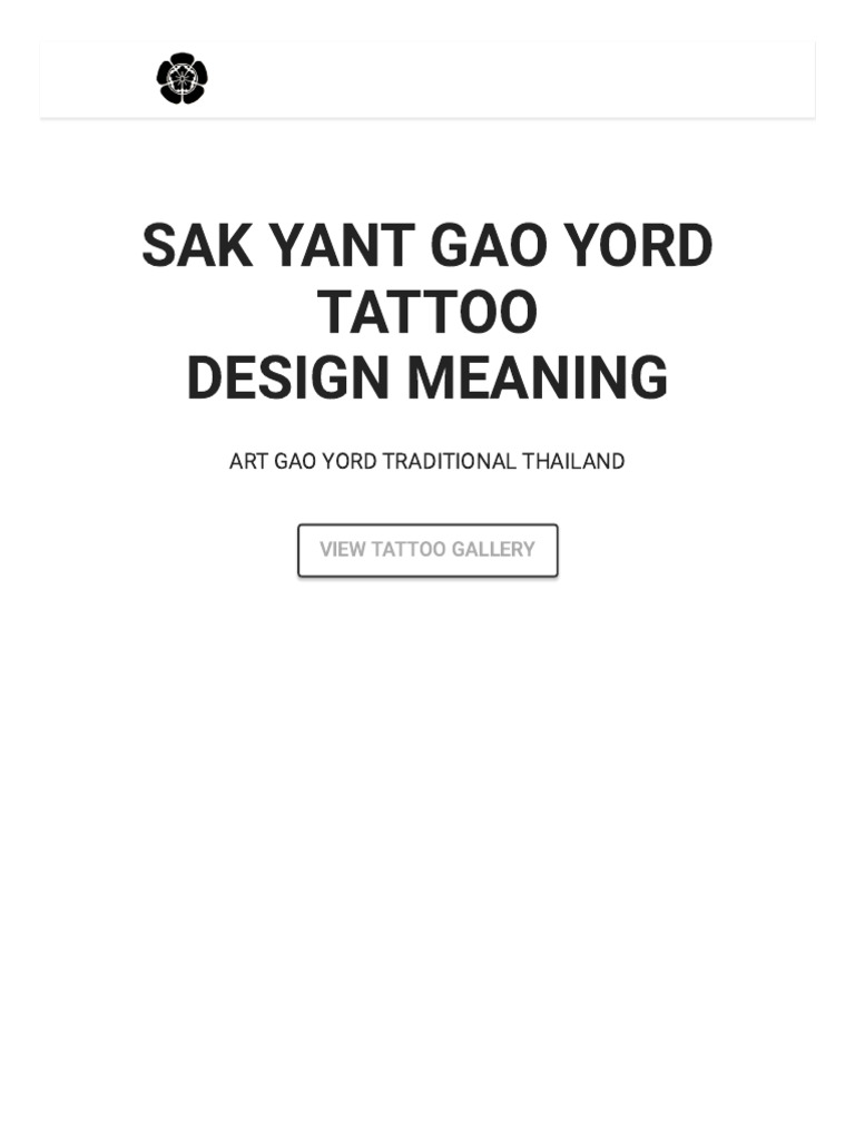 Sak Yant Gao Yord Tattoo Designs Meaning | PDF