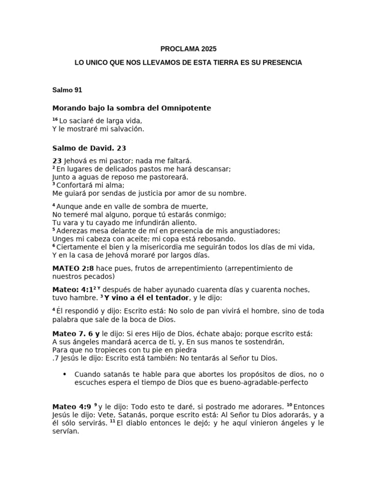 Proclama 2025: Luz y Presencia Divina | PDF | Creencia religiosa y ...