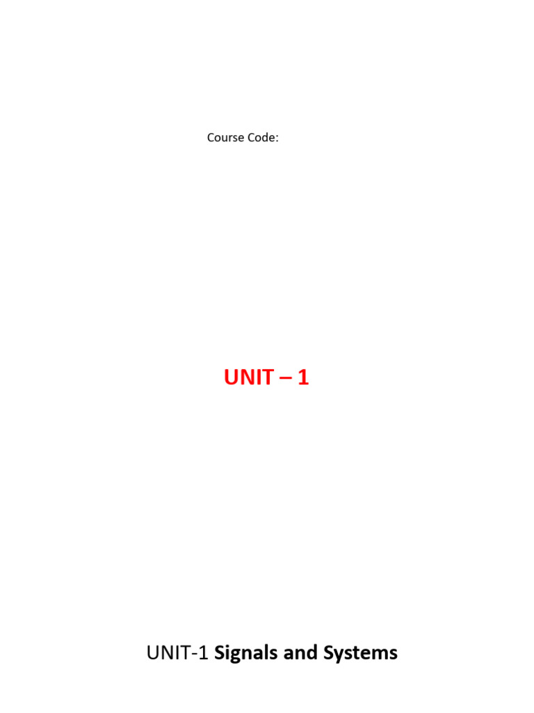 UNIT-1 Signals and Systems | PDF | Sampling (Signal Processing) | Digital Signal Processing