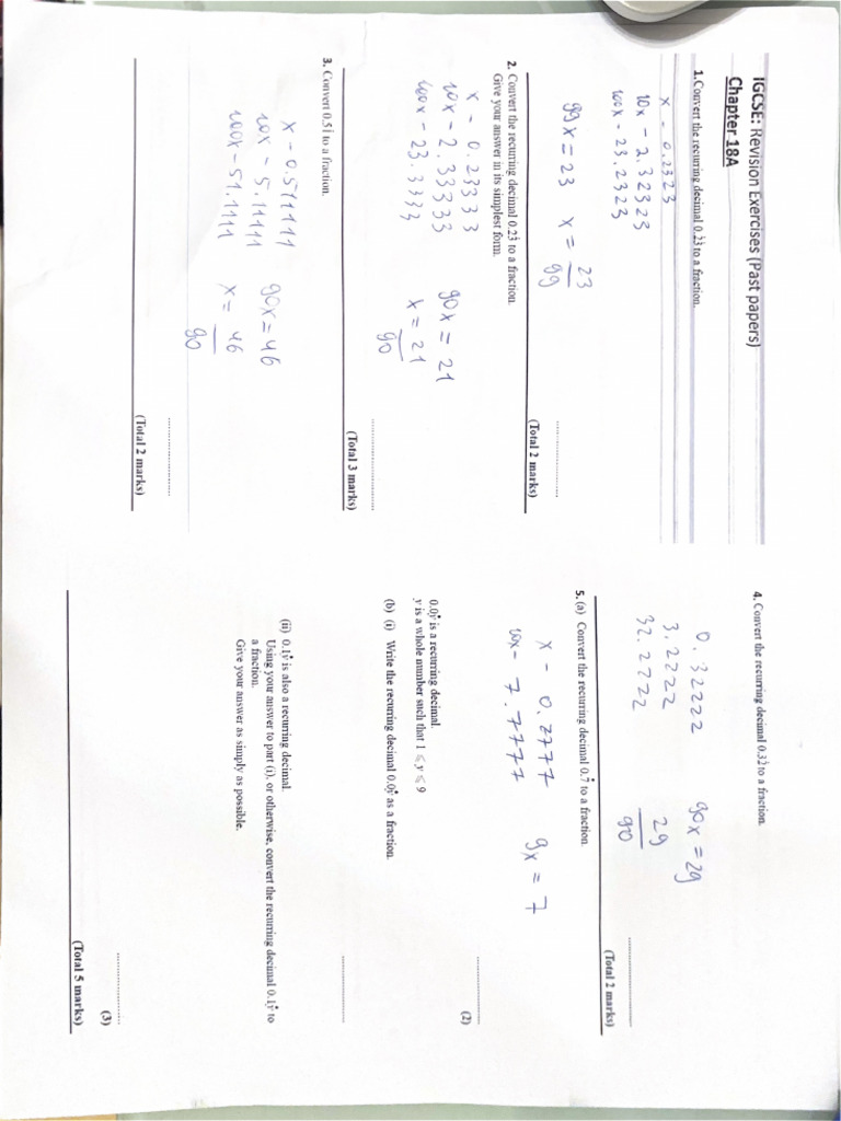 Maths Recurring Numbers and Bounds Exercises | PDF
