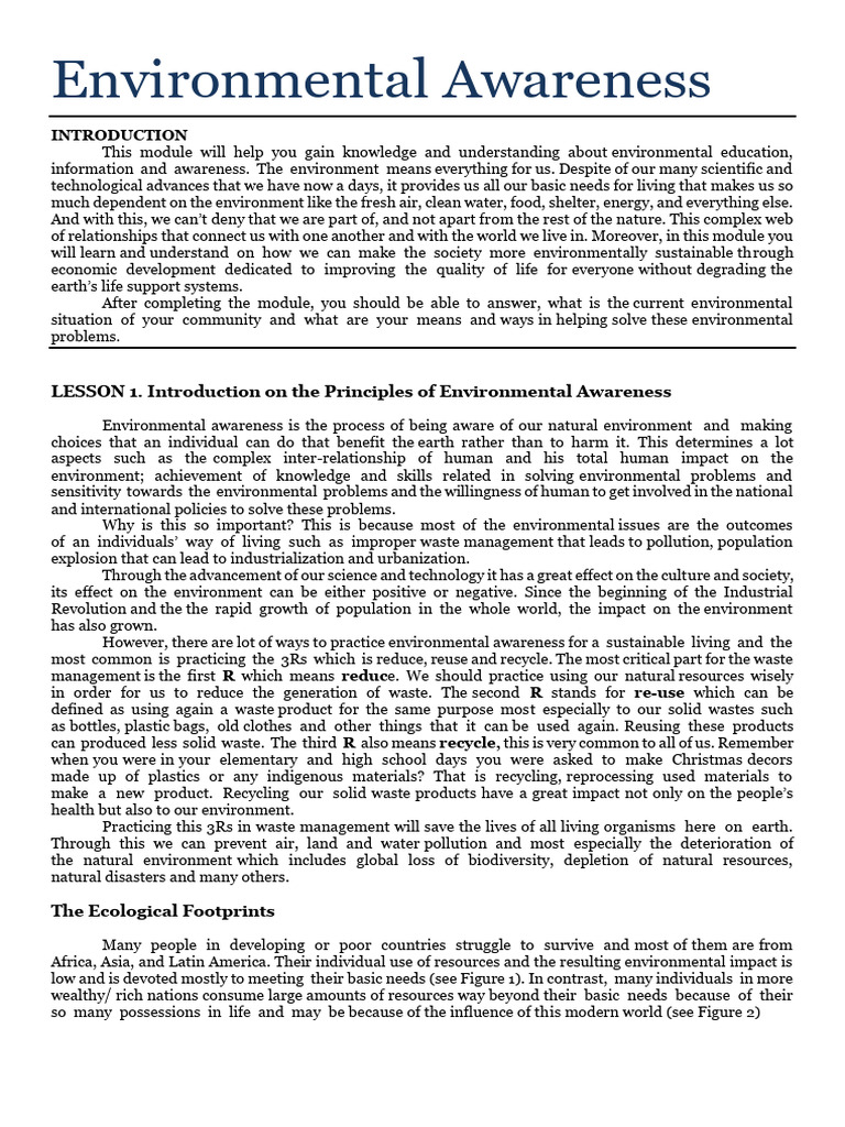 Understanding Environmental Awareness | PDF | Sustainability | Air ...