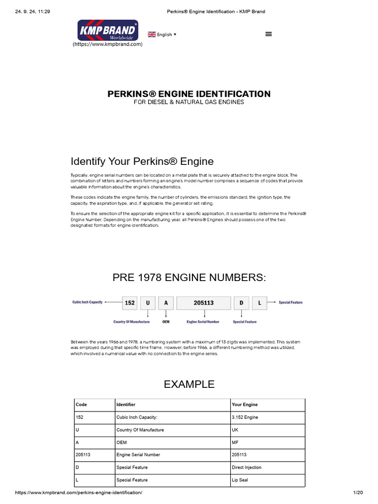 Perkins® Engine Identification - KMP Brand | PDF | Engines | Diesel Engine
