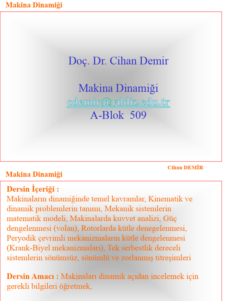 Cihan DEMİR Makina Dinamiği Cihan DEMİR Makina Dinamiği (PDFDrive) | PDF