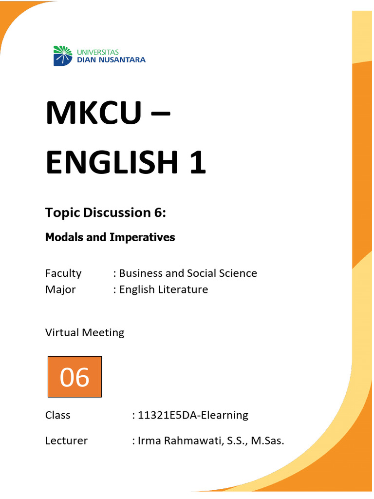 Module 6 - English 1 - Modals and Imperatives | PDF | Verb | English ...