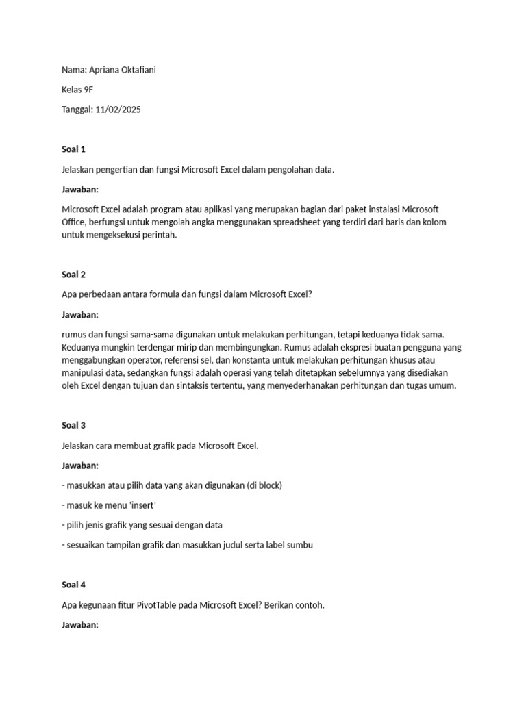 Tugas Infor 10 Soal | PDF