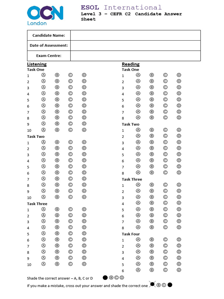 C2_MCQ_Answer Sheet | PDF