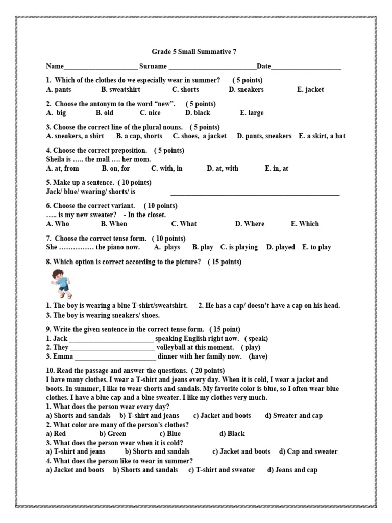 Grade 5 Small Summative 7 Game Changer (GulshanAnar) - 1 | PDF | Grammar | Syntax