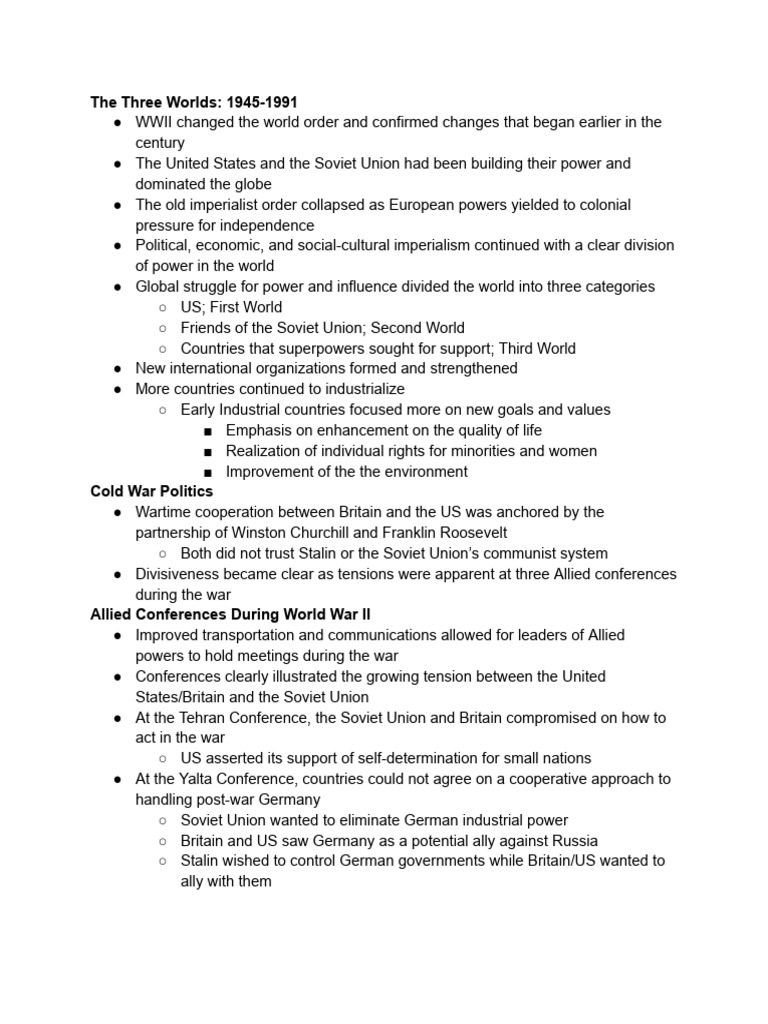 Unit 8 AP Notes - Cold War and Decolonization | PDF | Cold War | Fidel ...