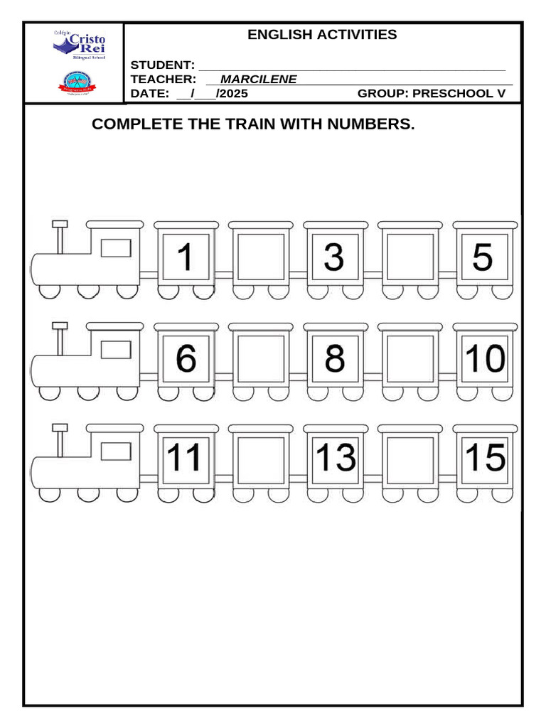 Numbers in A Train - Worksheet - Preschool 5 | PDF