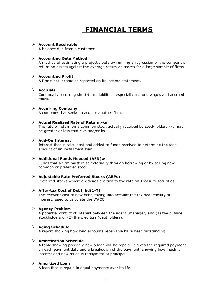 Financial Terms | PDF | Bonds (Finance) | Stocks