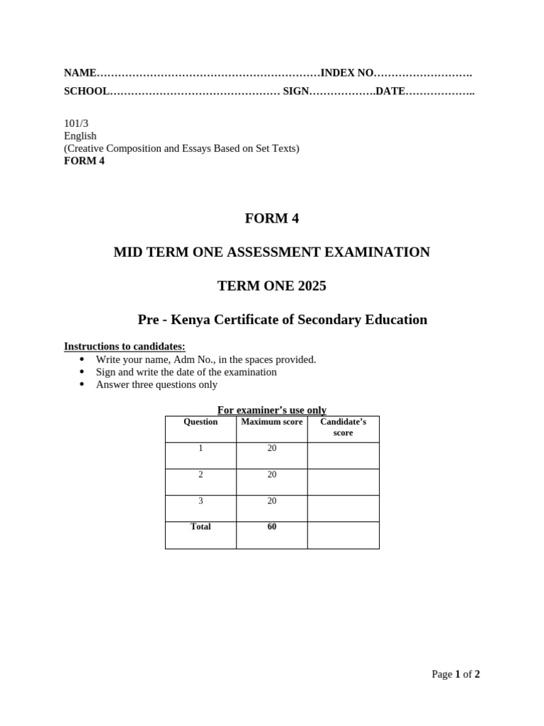 ENGLISH F4 PP3 QS-mid Term1 | PDF