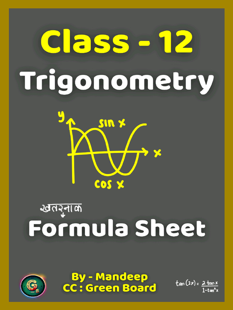 12th Trigonometry Formula Sheet | PDF