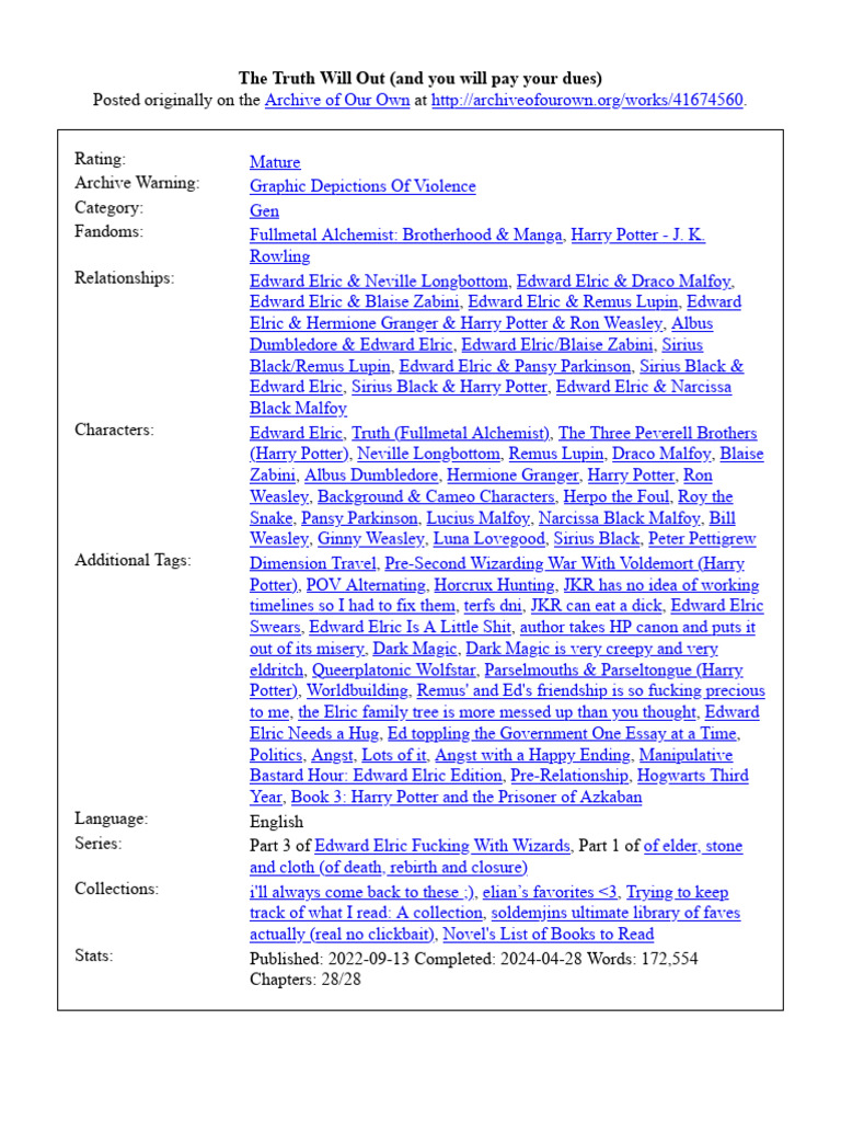 The Truth Will Out and | PDF | J. K. Rowling | Harry Potter