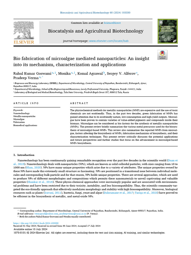 Bio Fabrication of Microalgae Mediated Nanoparticles An Insight Into Its Mechanism ...