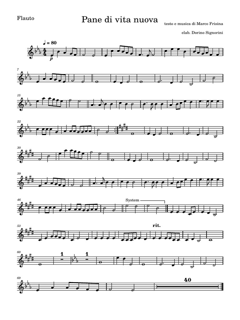 Pane Di Vita Nuova Frisina-ds-Flauto | PDF