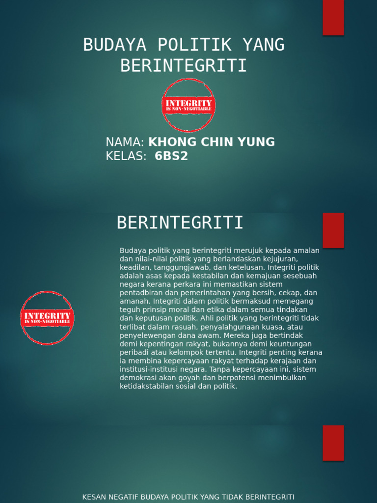 Budaya Politk Yang Berintegriti | PDF